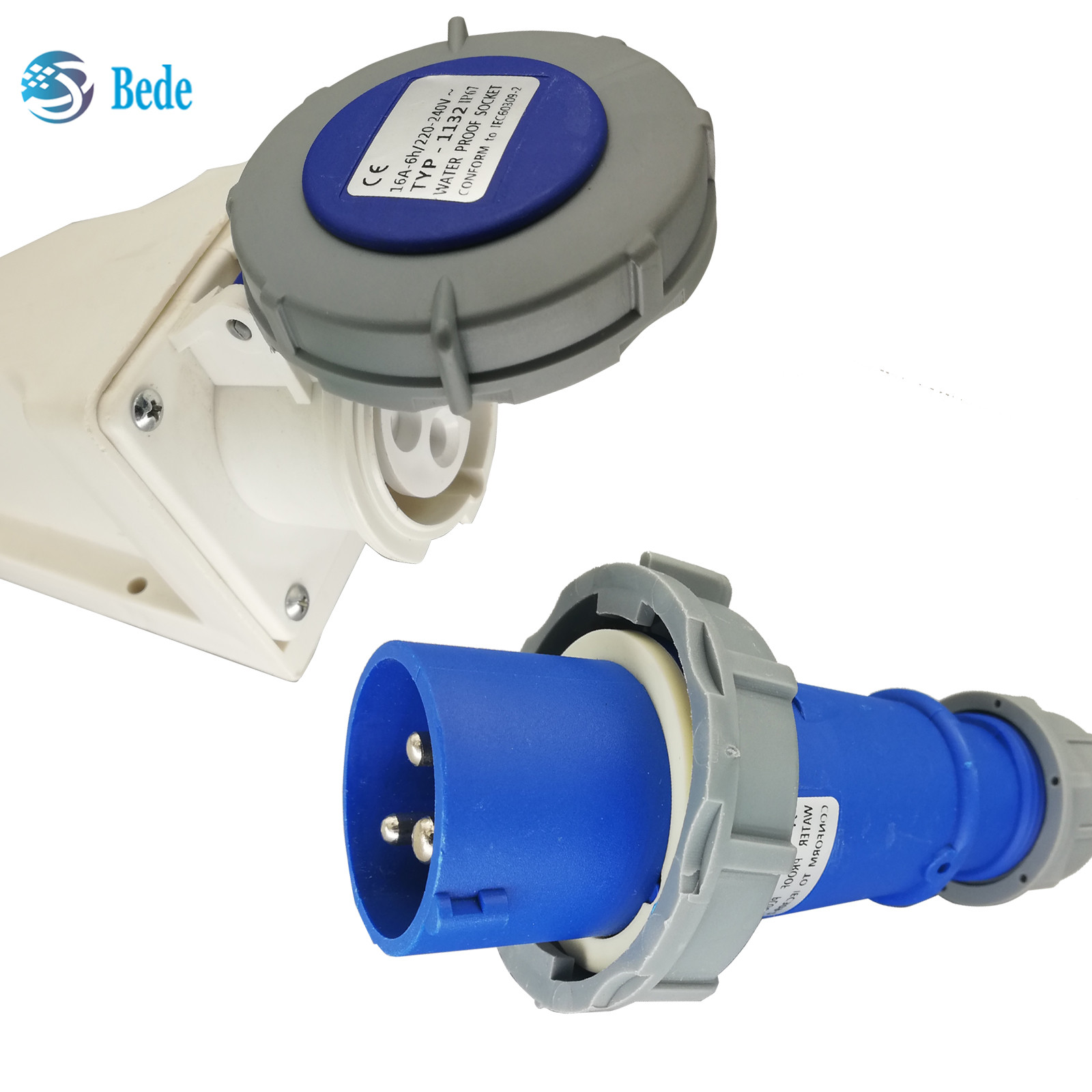 IP67 Enchufes y enchufes de alta corriente 32Amp 220 ~ 250V con OEM / ODM